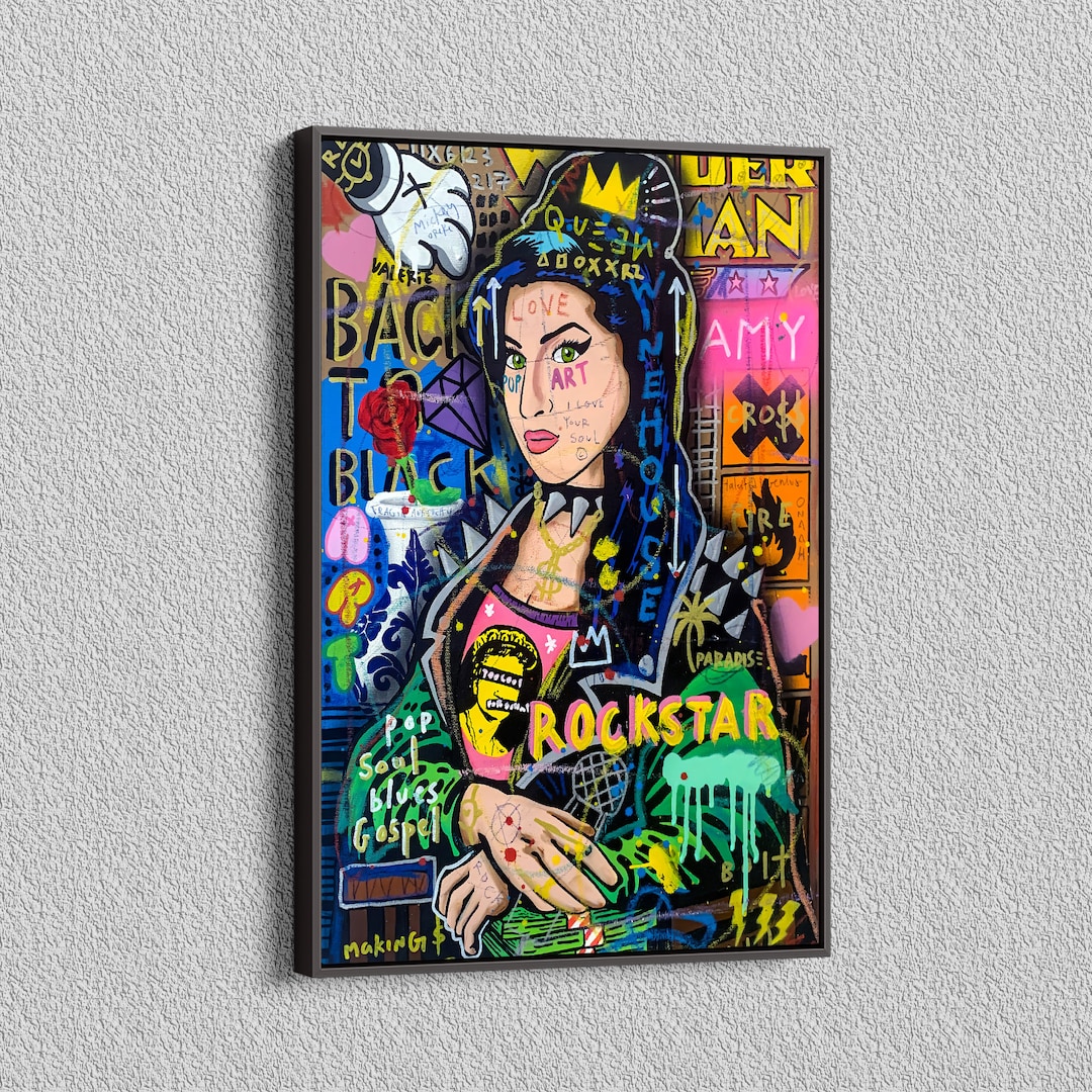 Banksy Amy Winehouse Graffiti Pop Art Canvas, Banksy Style Pop Art, Amy ...