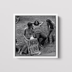 68 Woodstock Canvas Wall Art Hippies On Acid Black And White Poster