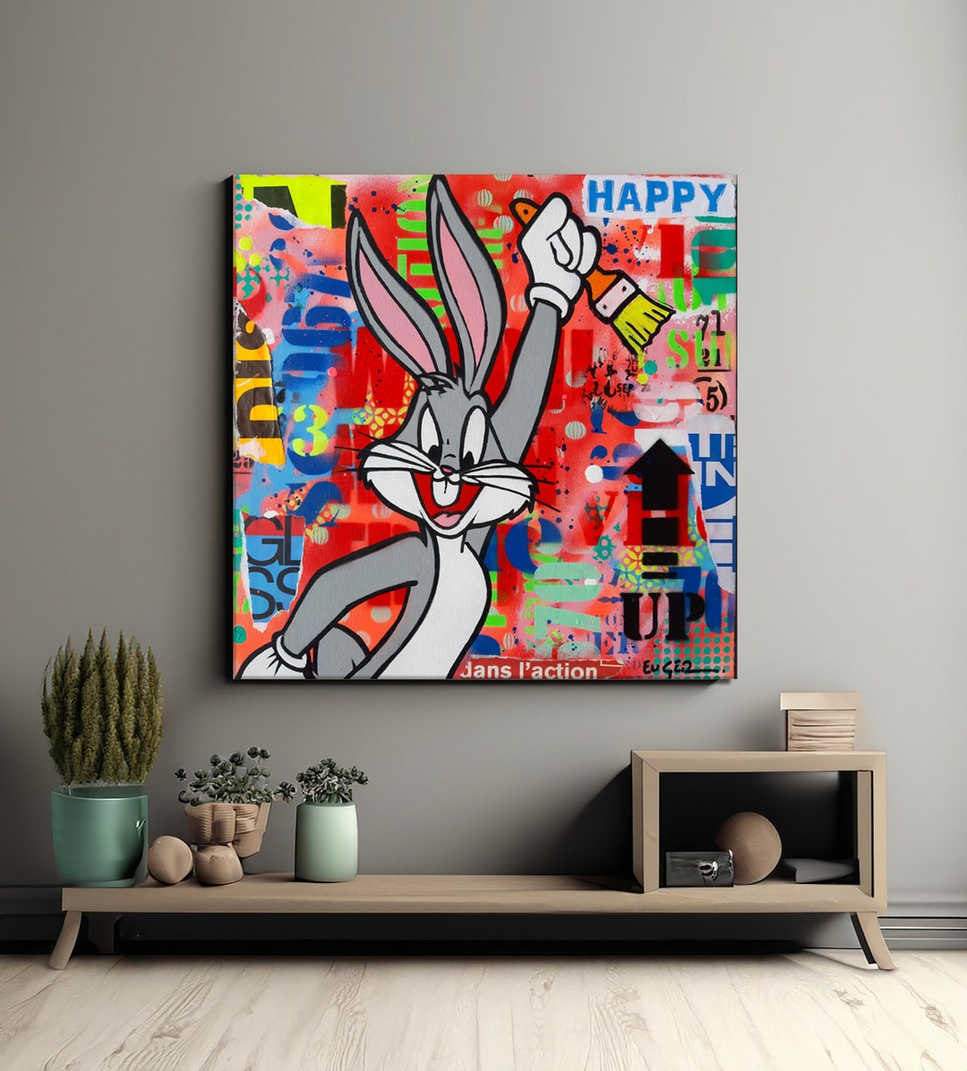 Graffiti Painter Bugs Bunny Pop Art Canvas Print, Banksy Art, Bugs ...