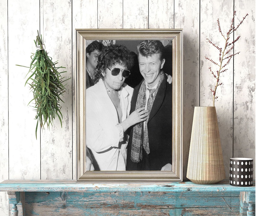 Bob Dylan and David Bowie 1985 Vintage Photo Framed Wall Art, Black and ...