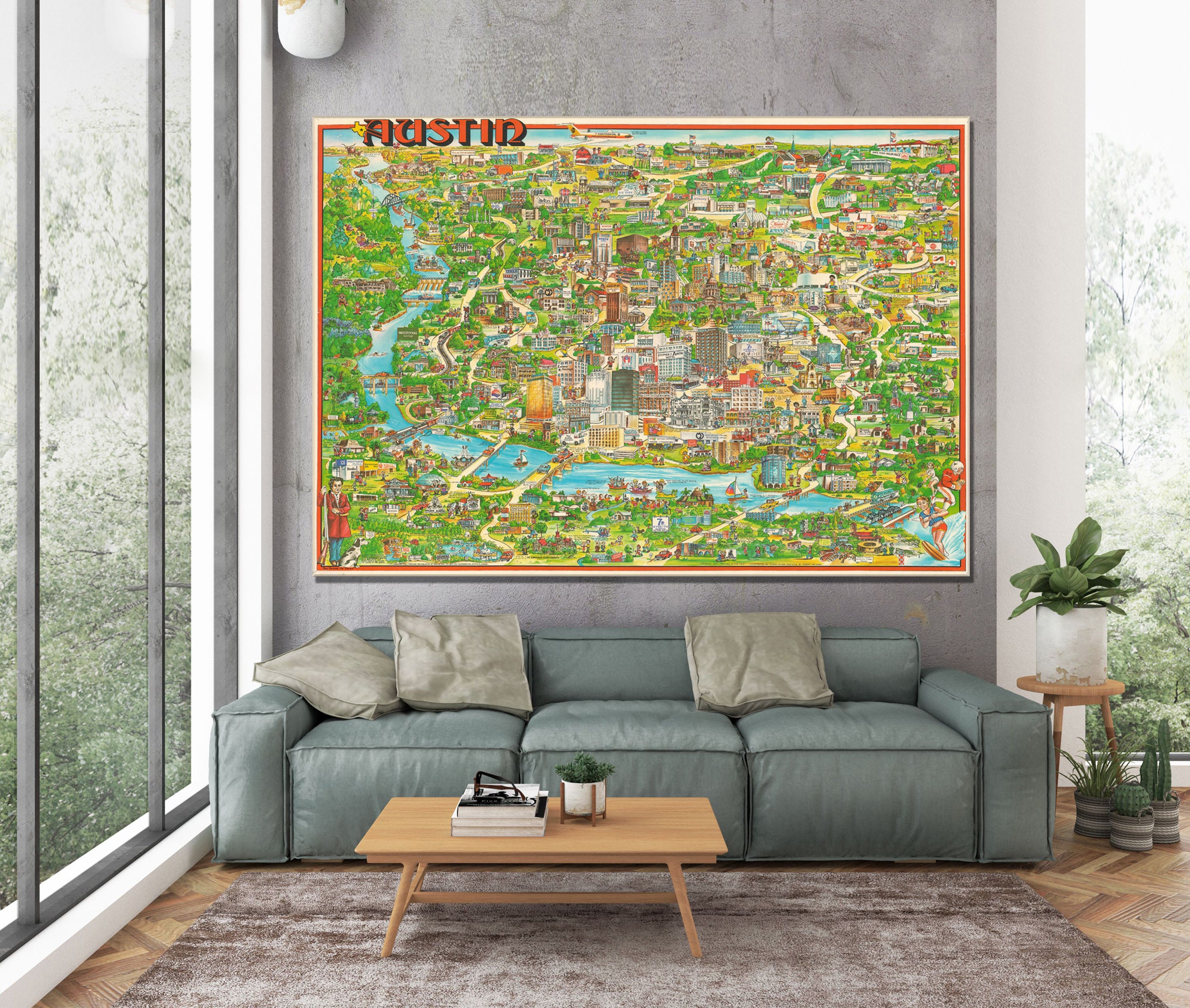 Pictorial Map of Austin 1979 Beautiful Austin Map Vintage - Etsy