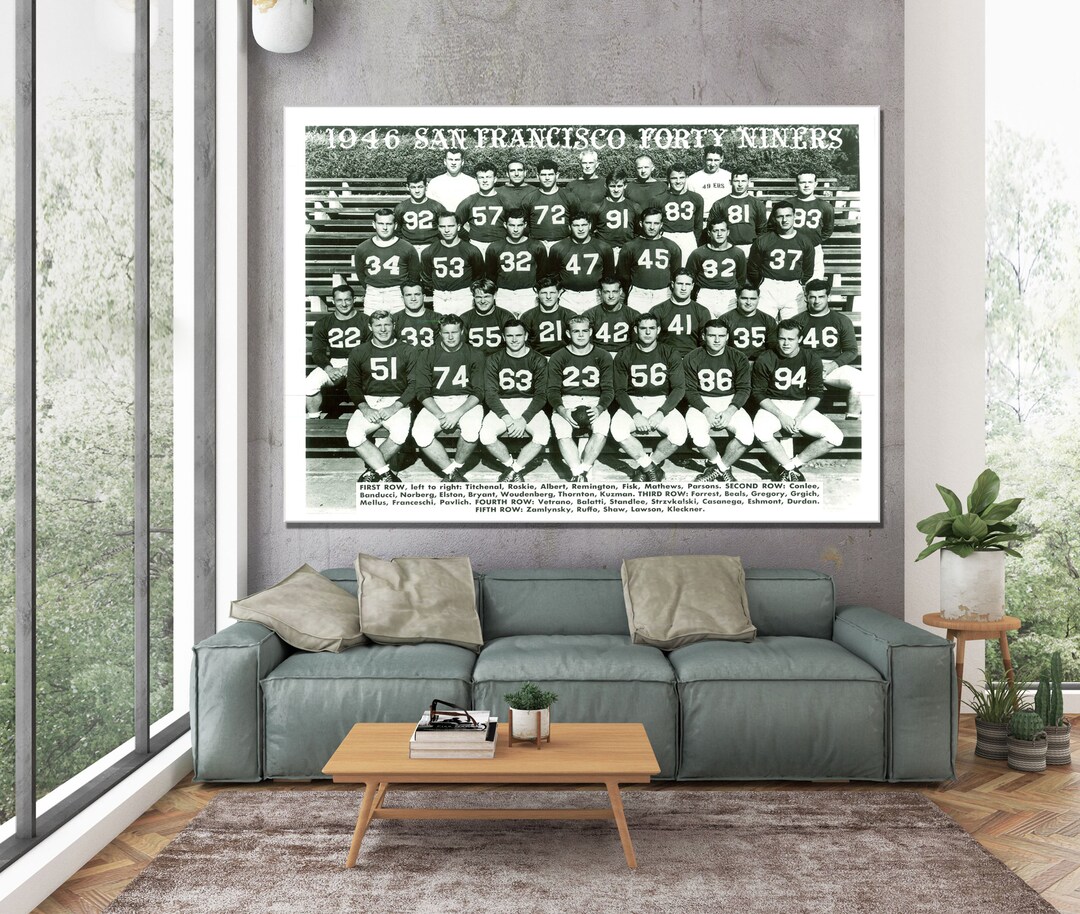 San Francisco Forty Niners Retro Wall Art, 49ers 1946 All Team Vintage ...