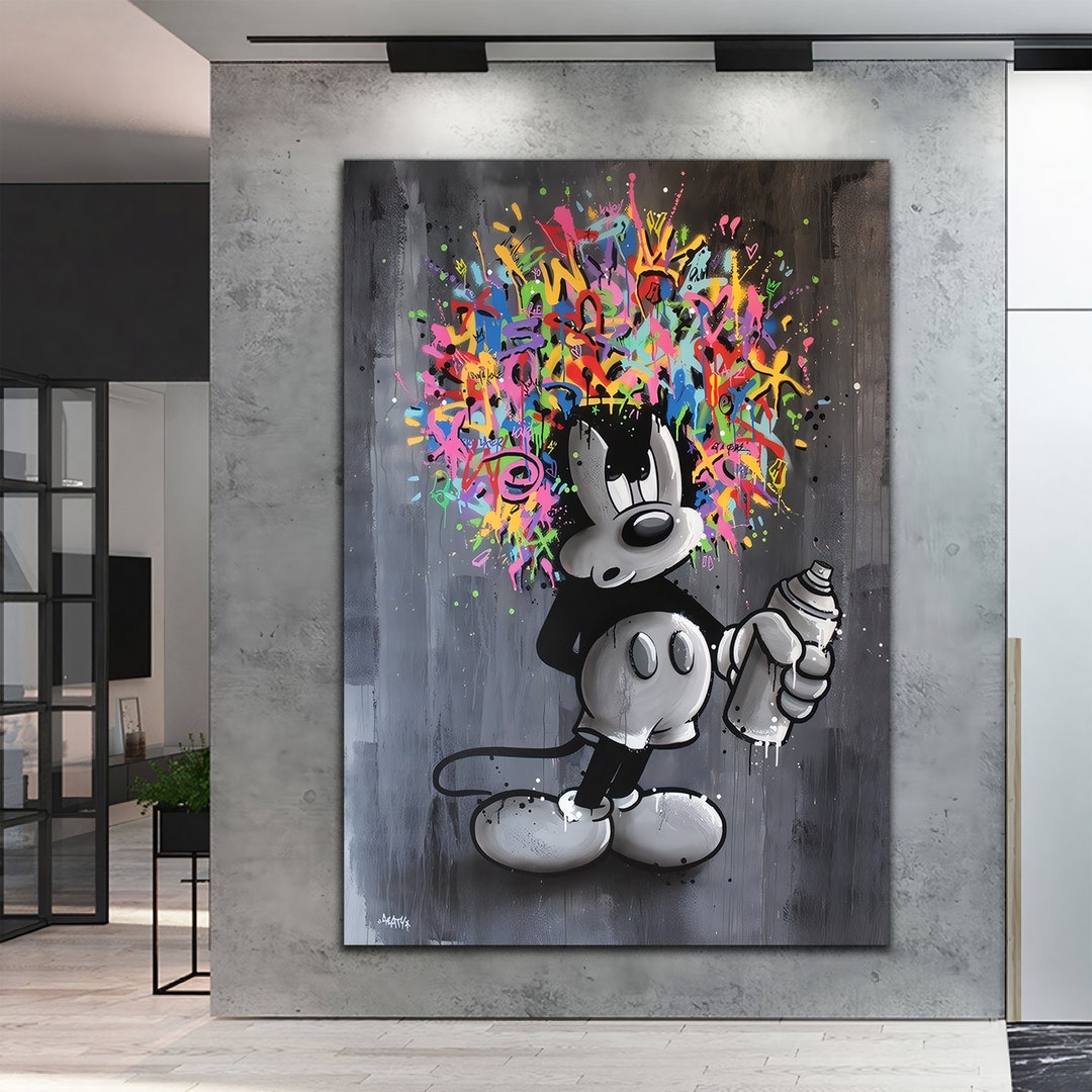 Mickey Mouse Abstract Pop Art Canvas Print, Luxury Painting Fashion ...