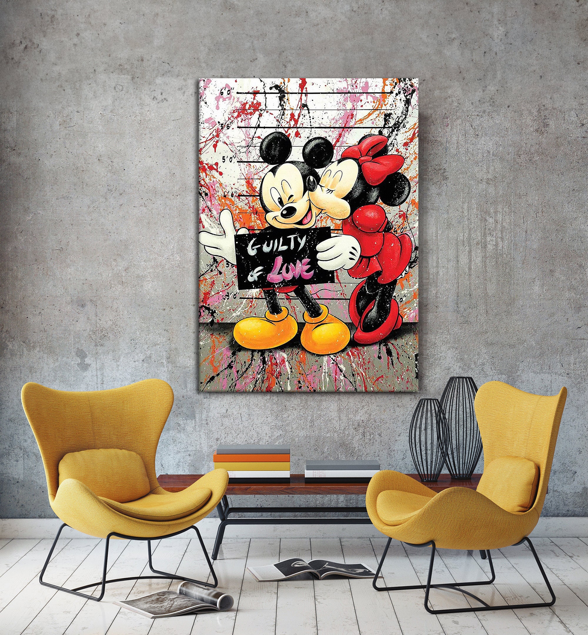 Guilty of Love Mickey und Minnie Maus Leinwand Wandkunst, Banksy Stil ...