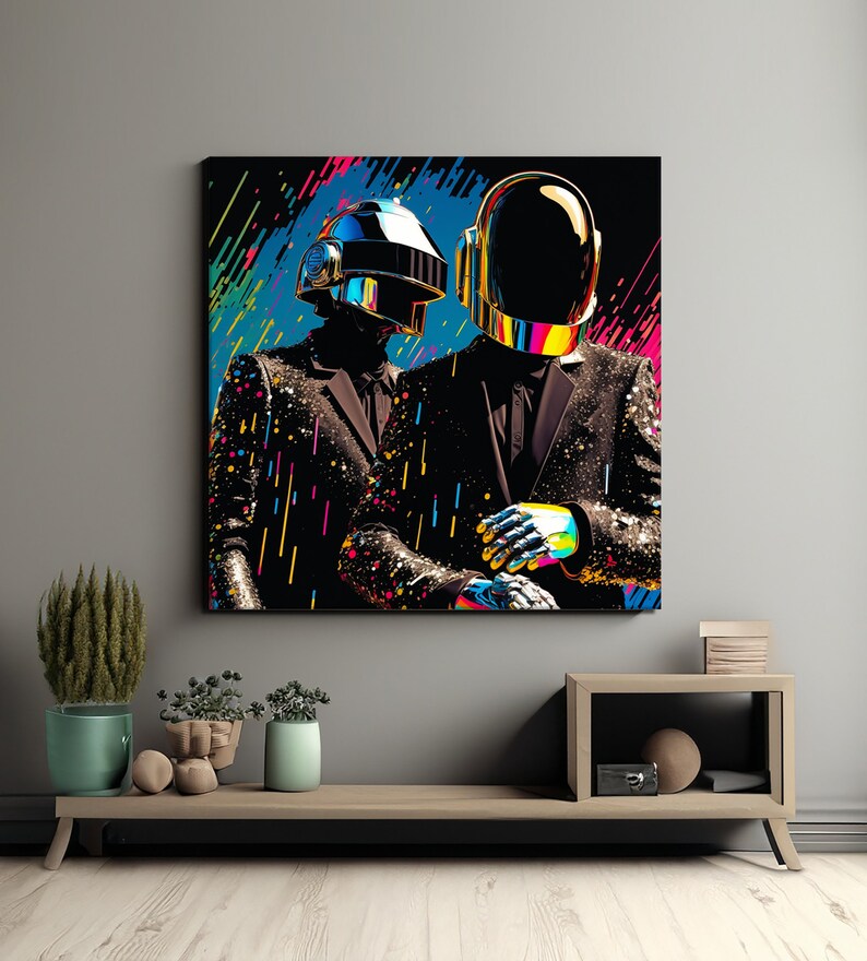 Daft Punk Pop Art Canvas Graffiti Square Canvas Art Banksy - Etsy Australia