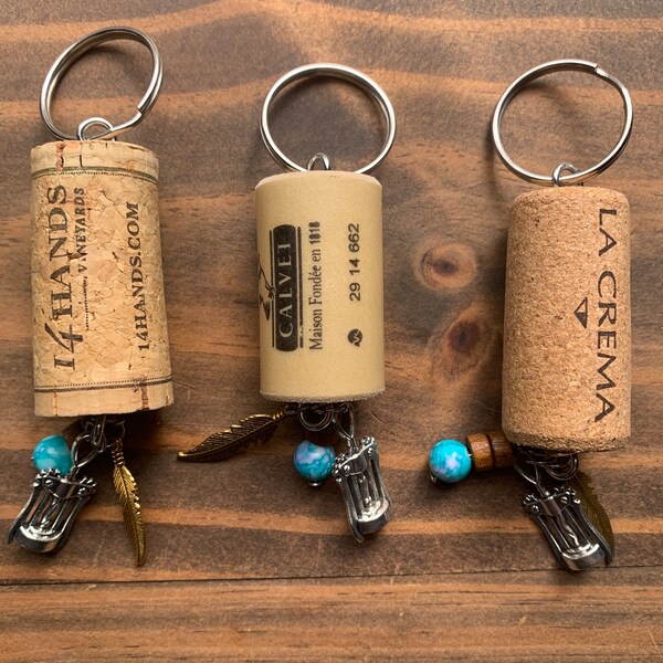Wine Cork Keychain - Etsy