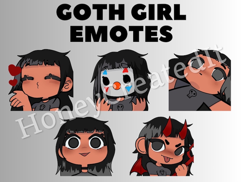 Tan Goth Girl Emote Set for Twitch, Youtube, Discord, Etc. - Etsy