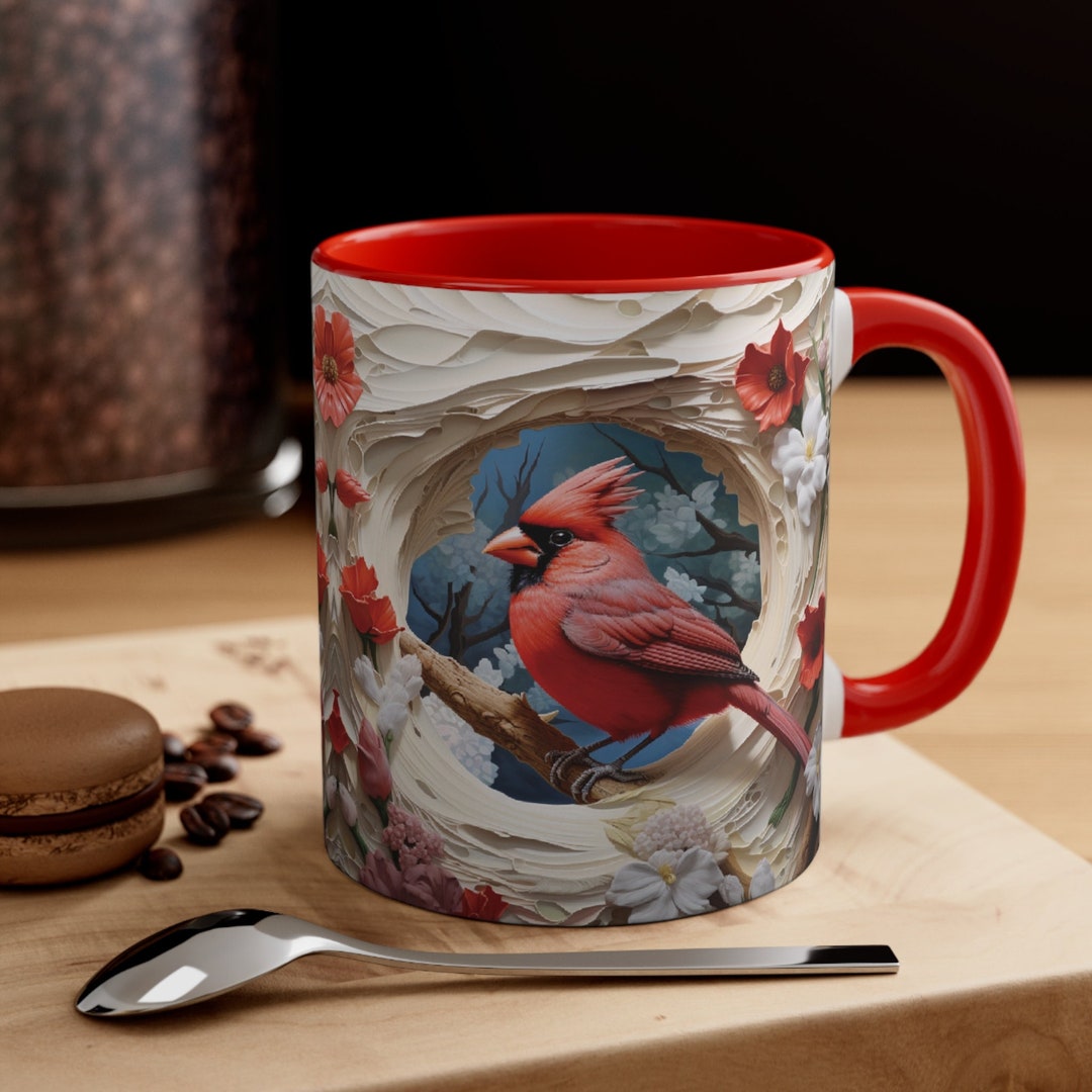 Unique 3D Effect Mug With Red Cardinal Breaking Through Wall Wildlife ...