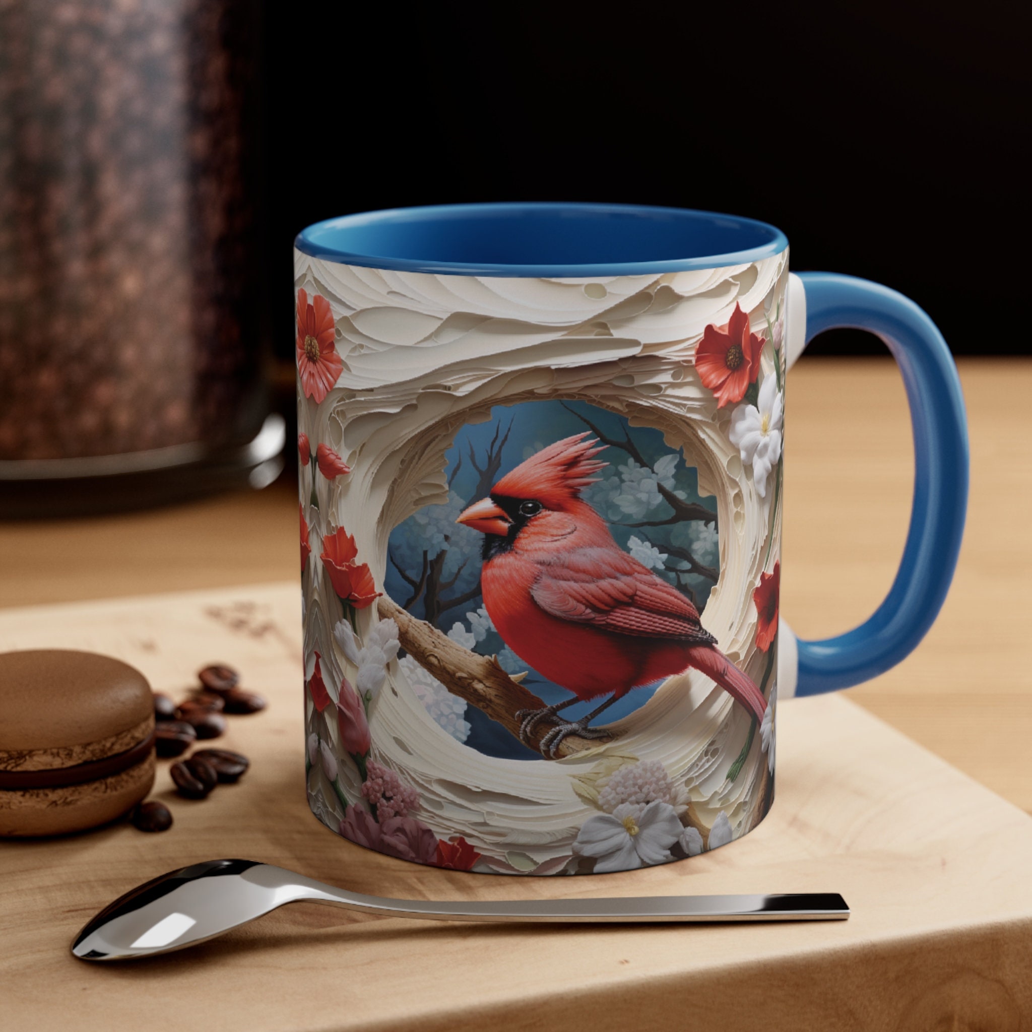 Unique 3D Effect Mug With Red Cardinal Breaking Through Wall Wildlife ...