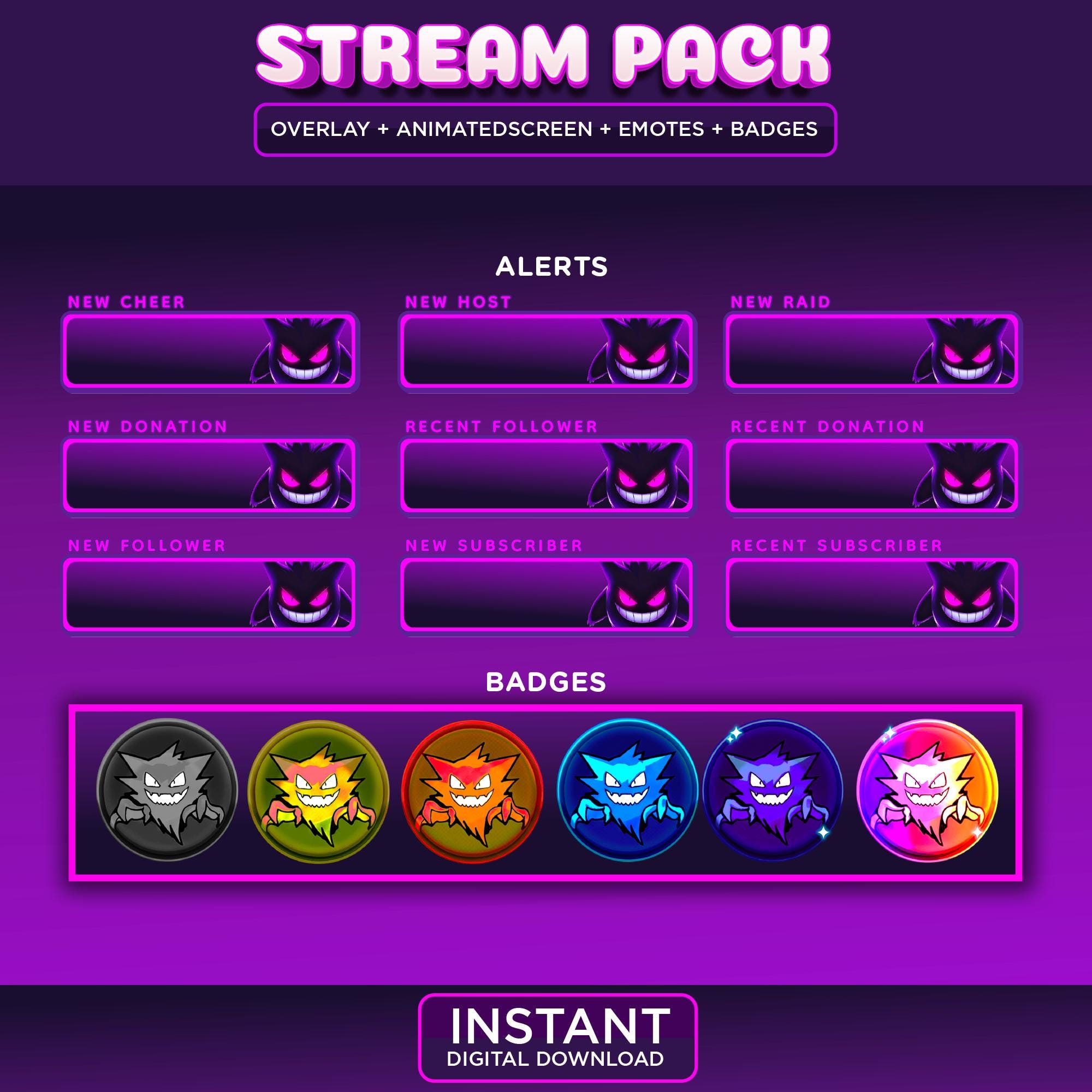 Gengar Twitch Stream Pack | Haunter Ghost Twitch Overlay | Twitch ...