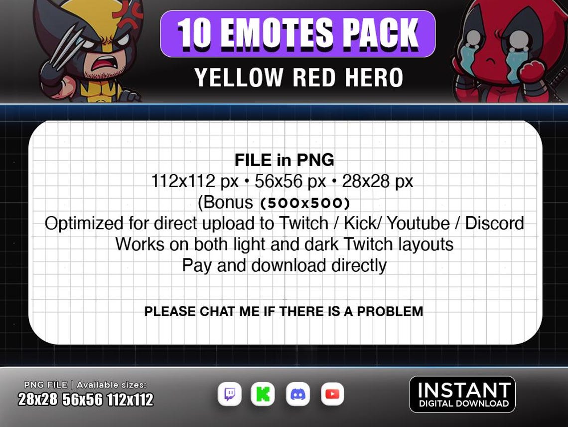 10 Emotes Chibi Deadpool Wolverine Twitch ,discord ,youtube | Emotes ...