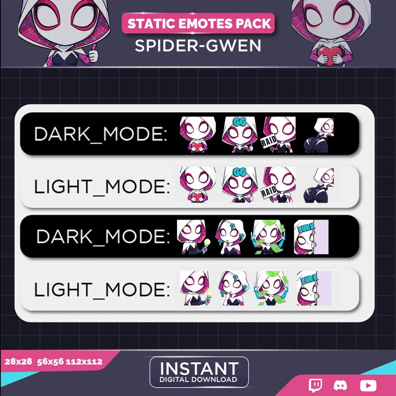 10 Static Emotes Chibi Spider Gwen Twitch ,discord ,youtube | Emotes ...