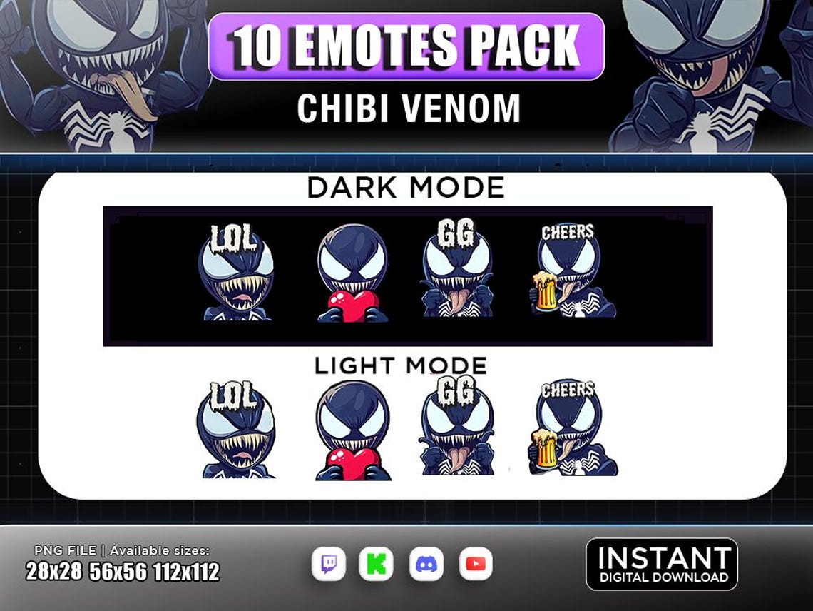 10 Emotes Chibi Venom Twitch ,discord ,youtube | Emotes ,superhero ...