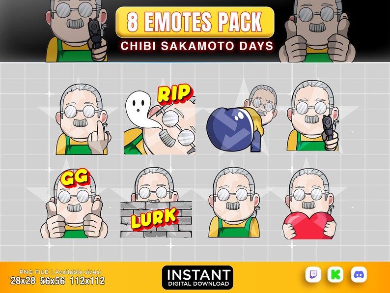8 Emotes Chibi Taro Sakamoto Twitch ,discord ,youtube | Anime Emotes ...