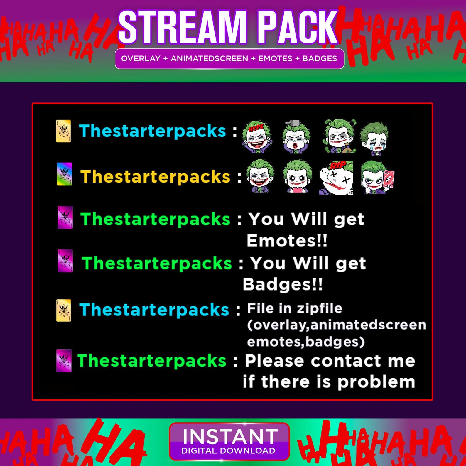 Joker Card Twitch Stream Pack | Superhero Twitch Overlay | Twitch ...