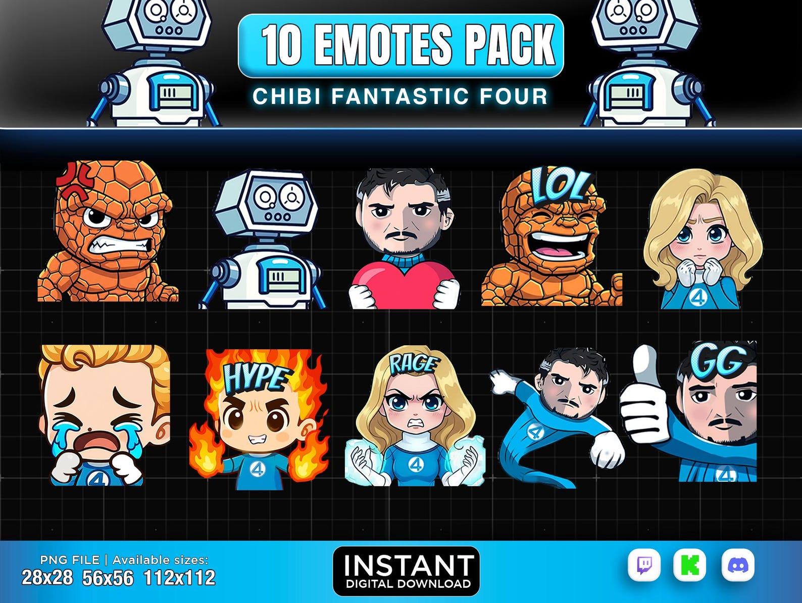 10 Emotes Chibi Mr Fantastic Twitch ,discord ,youtube | Emotes ...