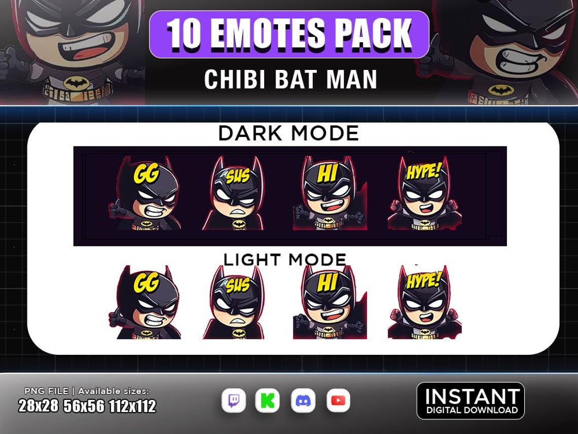10 Emotes Chibi Bat-man Twitch ,discord ,youtube | Emotes ,superhero ...