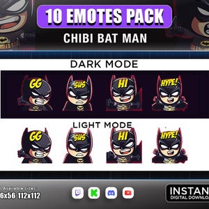 10 Emotes Chibi Bat-man Twitch ,discord ,youtube | Emotes ,superhero ...