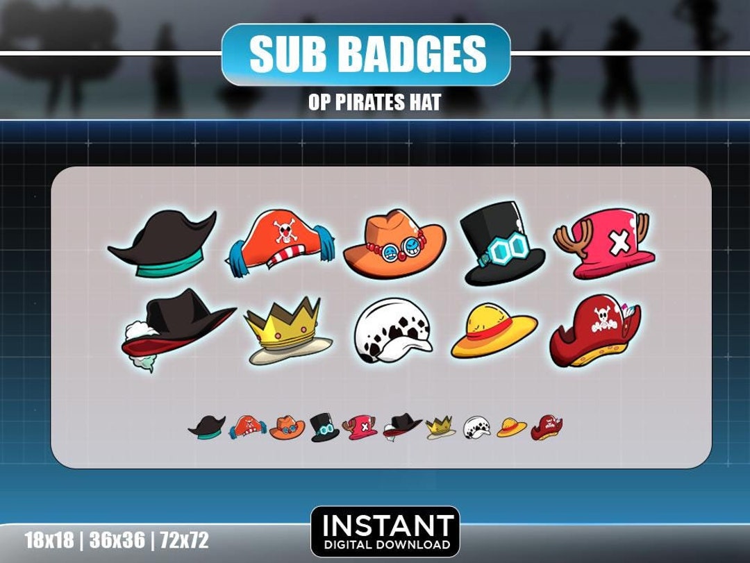 Pirates Hat Sub Badges Anime Sub Badges Twitch Sub Badges Luffy Sub ...