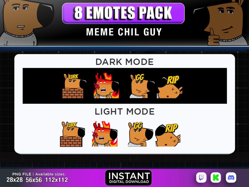 8 Emotes Meme Guy Twitch ,discord ,youtube | Emotes ,chill Emote ...