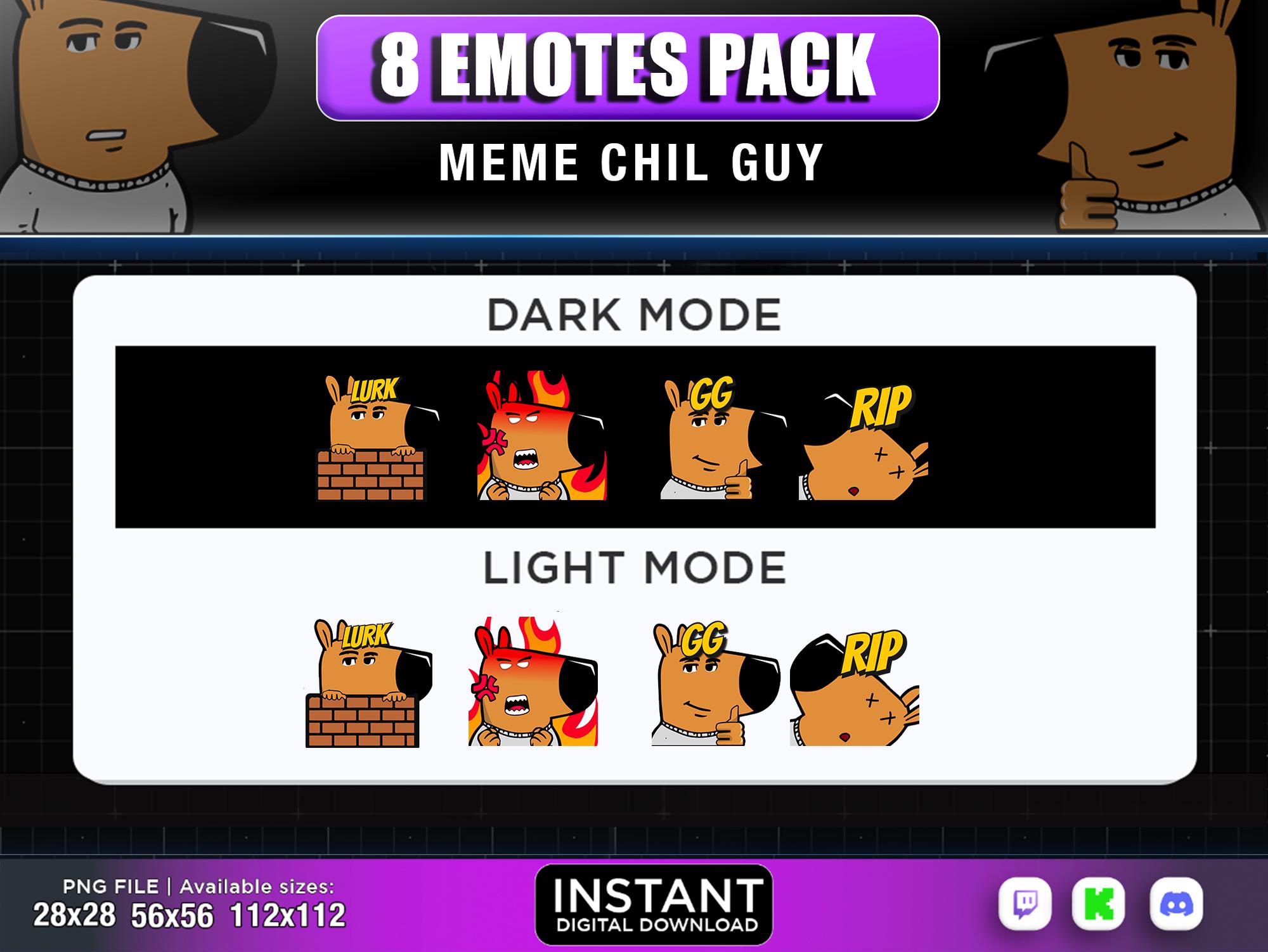 8 Emotes Meme Guy Twitch ,discord ,youtube | Emotes ,chill Emote ...