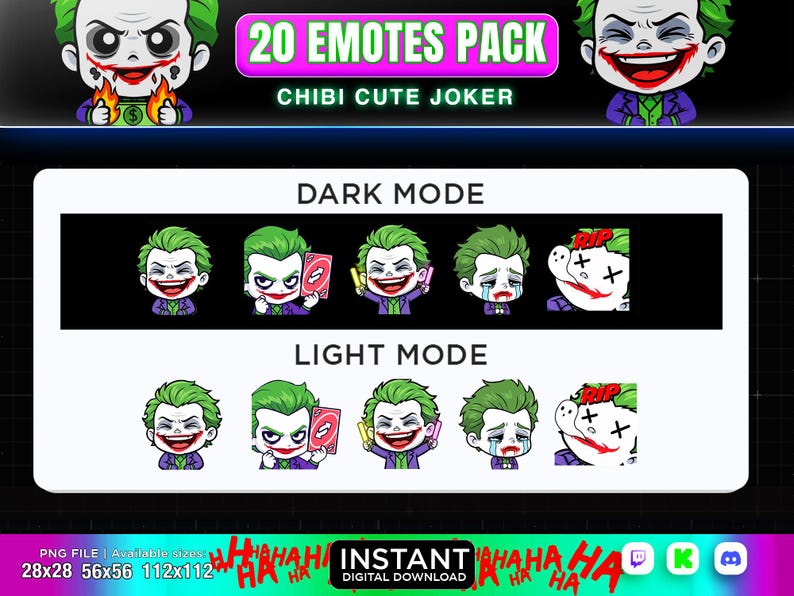 20 Emotes Chibi Joker Card Twitch ,discord ,youtube | Emotes ,superhero ...