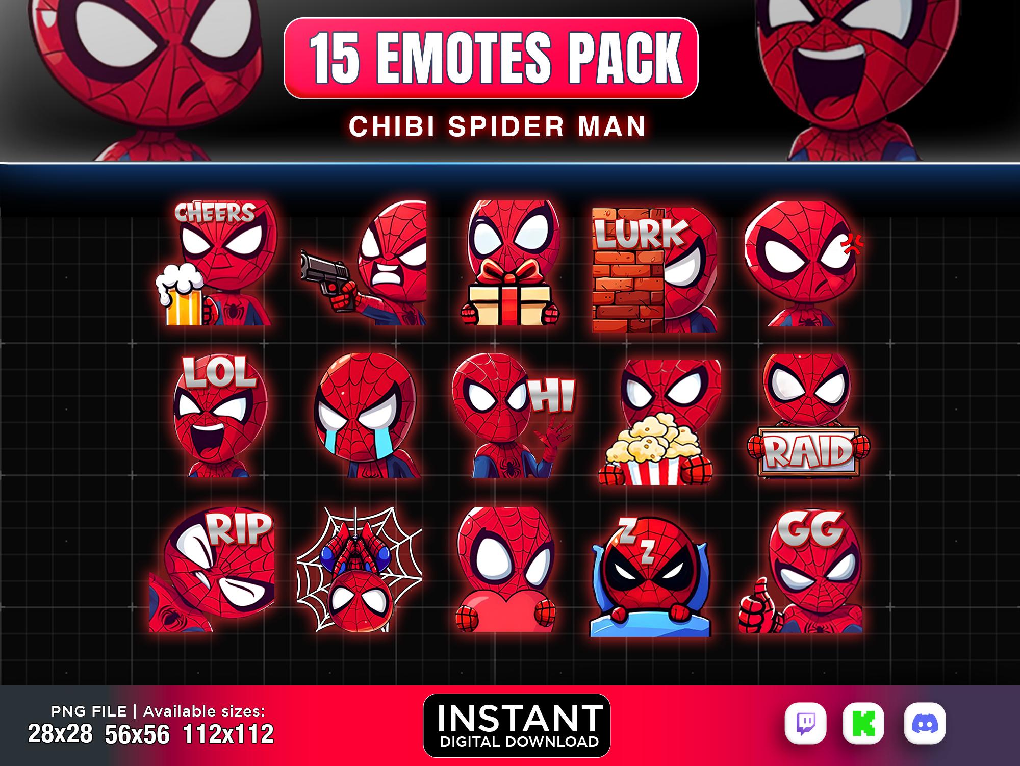 15 Emotes Chibi Spider-man Twitch ,discord ,youtube | Emotes ,superhero ...