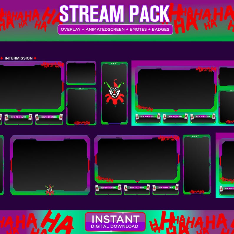 Joker Card Twitch Stream Pack | Superhero Twitch Overlay | Twitch ...
