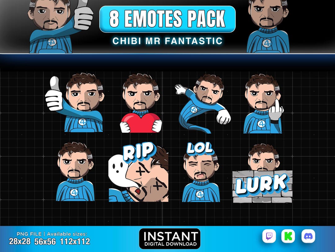 8 Emotes Chibi Mr Fantastic Twitch ,discord ,youtube | Emotes ...
