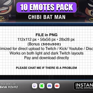 10 Emotes Chibi Bat-man Twitch ,discord ,youtube | Emotes ,superhero ...