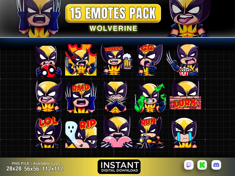 15 Emotes Chibi Wolverine Twitch ,discord ,youtube | Emotes ,superhero ...