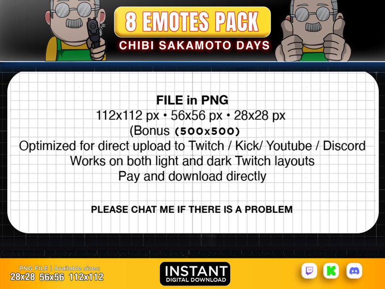 8 Emotes Chibi Taro Sakamoto Twitch ,discord ,youtube | Anime Emotes ...