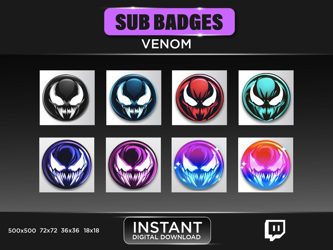Venom Sub Badges | Star Sub Badges | Twitch Sub Badges | Subscribe Sub ...