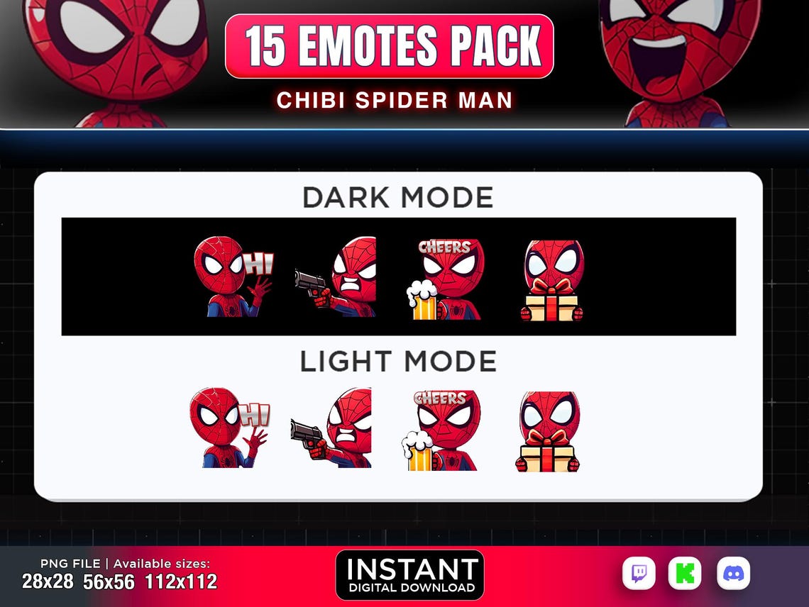 15 Emotes Chibi Spider-man Twitch ,discord ,youtube | Emotes ,superhero ...