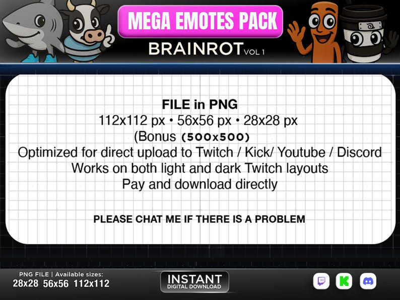 30 Emotes Chibi Brainrot Twitch ,discord ,youtube | Emotes , Gen Alpha ...