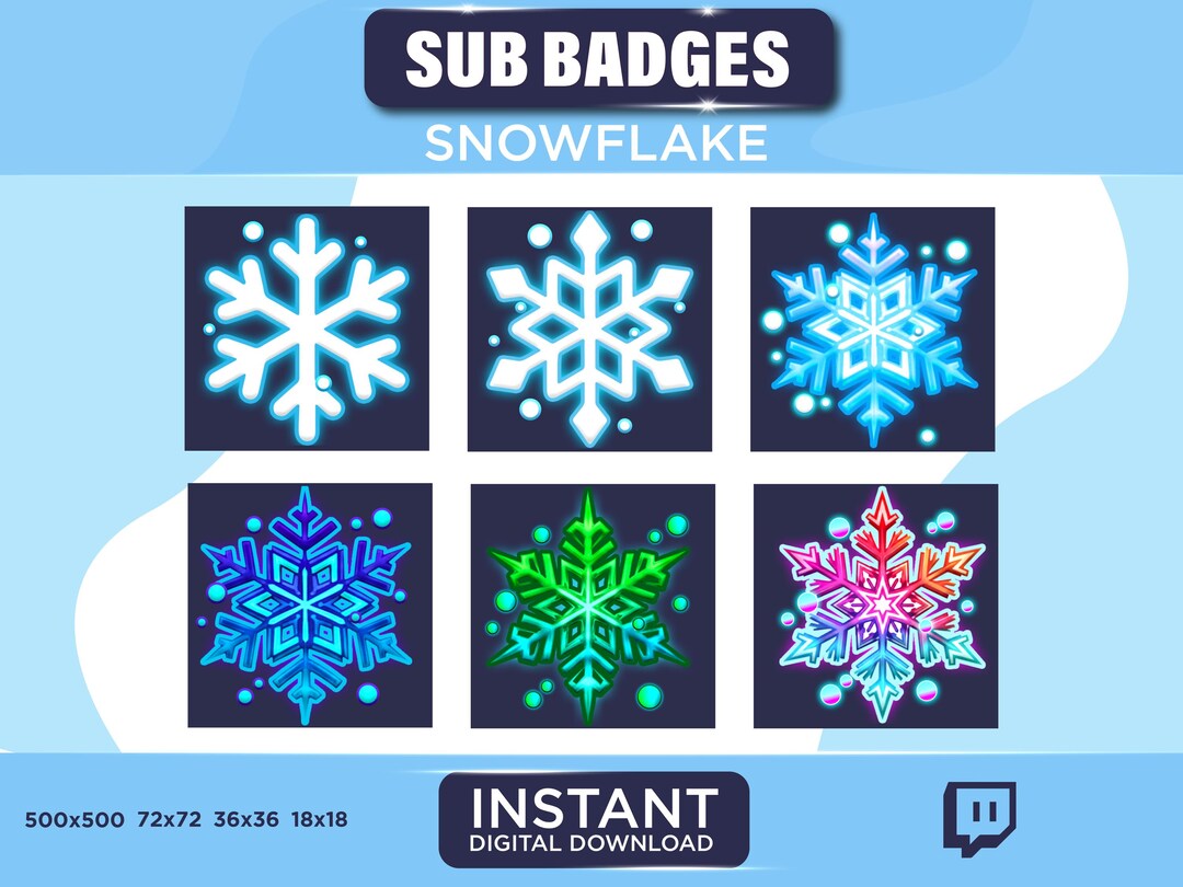 Snowflake Sub Badges | Twitch Level Badges | Subscribe Icon | Snow ...