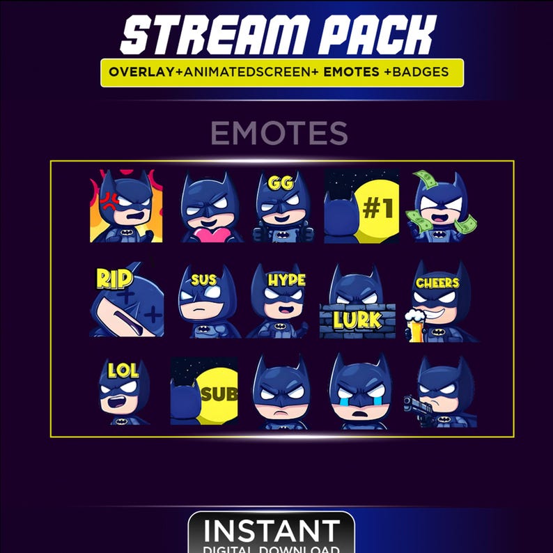 Bat Night Twitch Stream Pack | Superhero Twitch Overlay | Twitch Panels ...