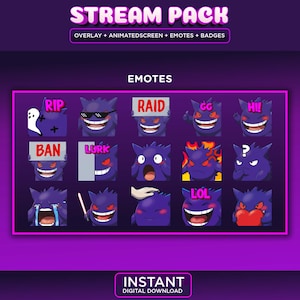 Gengar Twitch Stream Pack | Haunter Ghost Twitch Overlay | Twitch ...