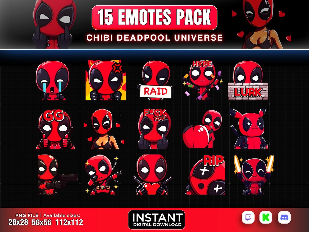 15 Emotes Chibi Deadpool Twitch ,discord ,youtube | Emotes ,superhero ...