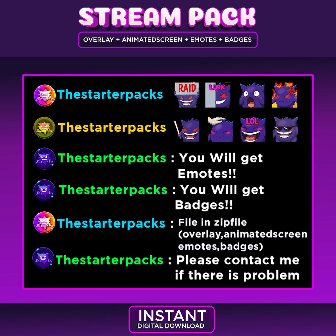Gengar Twitch Stream Pack | Haunter Ghost Twitch Overlay | Twitch ...
