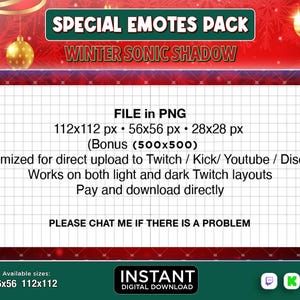 8 Emotes Chibi Sonic Holiday Christmas Twitch ,discord ,youtube ...