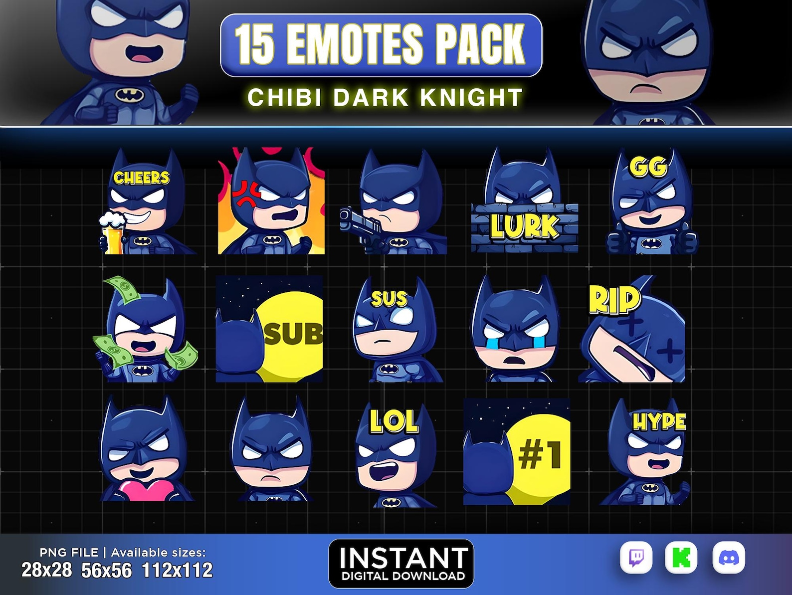 15 Emotes Chibi Brave Man Twitch ,discord ,youtube | Emotes ,superhero ...