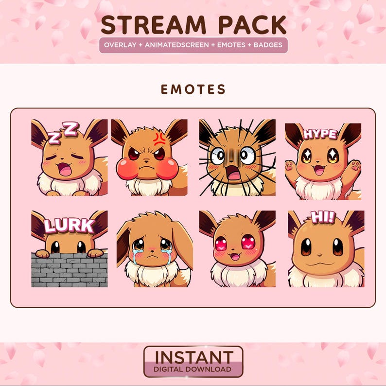 Eevee Twitch Stream Pack | Sakura Pink Spring Twitch Overlay | Twitch ...