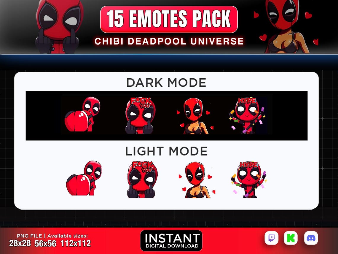 15 Emotes Chibi Deadpool Twitch ,discord ,youtube | Emotes ,superhero ...
