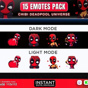 15 Emotes Chibi Deadpool Twitch ,discord ,youtube | Emotes ,superhero ...