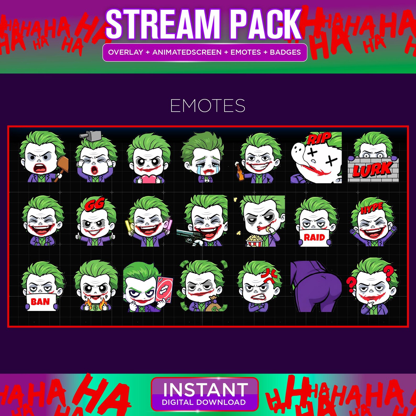 Joker Card Twitch Stream Pack | Superhero Twitch Overlay | Twitch ...