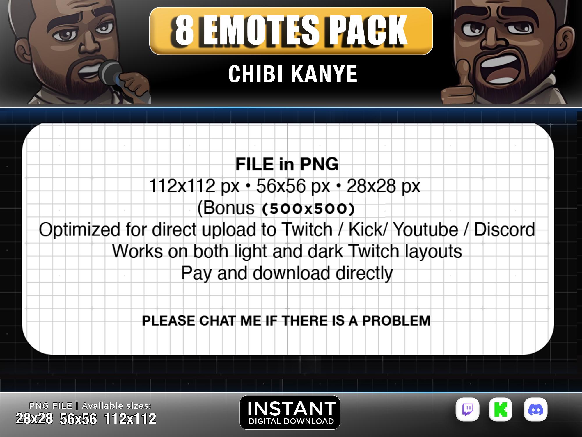 8 Emotes Chibi Rapper Twitch ,discord ,youtube | Black Man Emotes ,bold ...