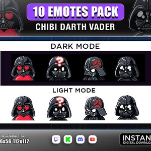10 Emotes Chibi Darth Vader Twitch ,discord ,youtube | Star Wars Emotes ...