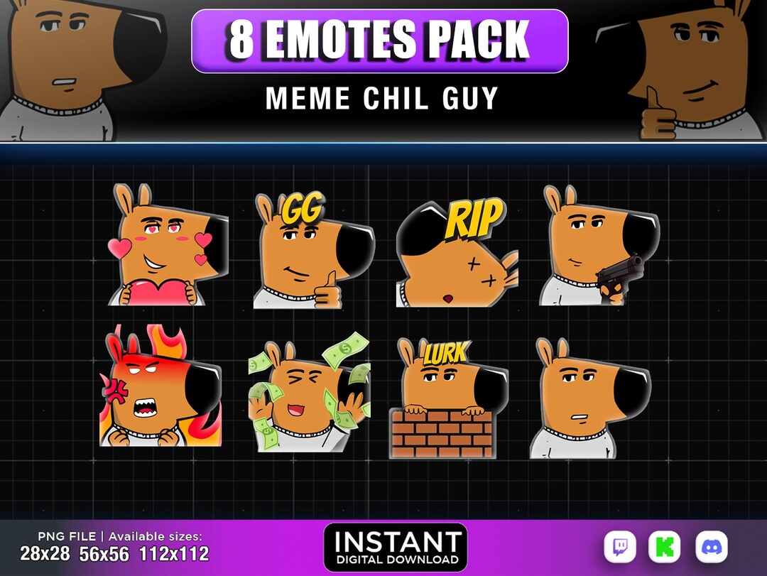 8 Emotes Meme Guy Twitch ,discord ,youtube | Emotes ,chill Emote ...