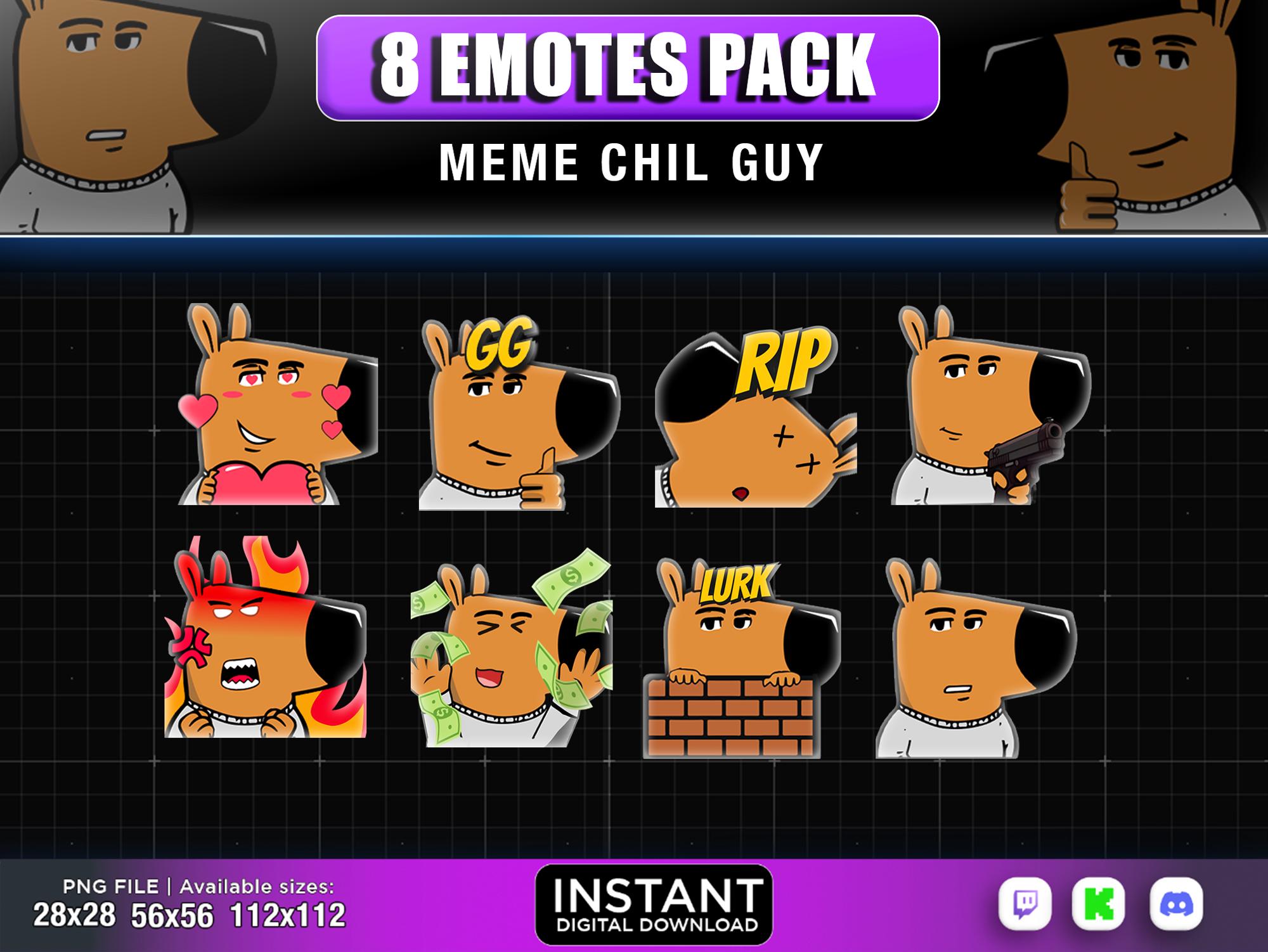 8 Emotes Meme Guy Twitch ,discord ,youtube | Emotes ,chill Emote ...
